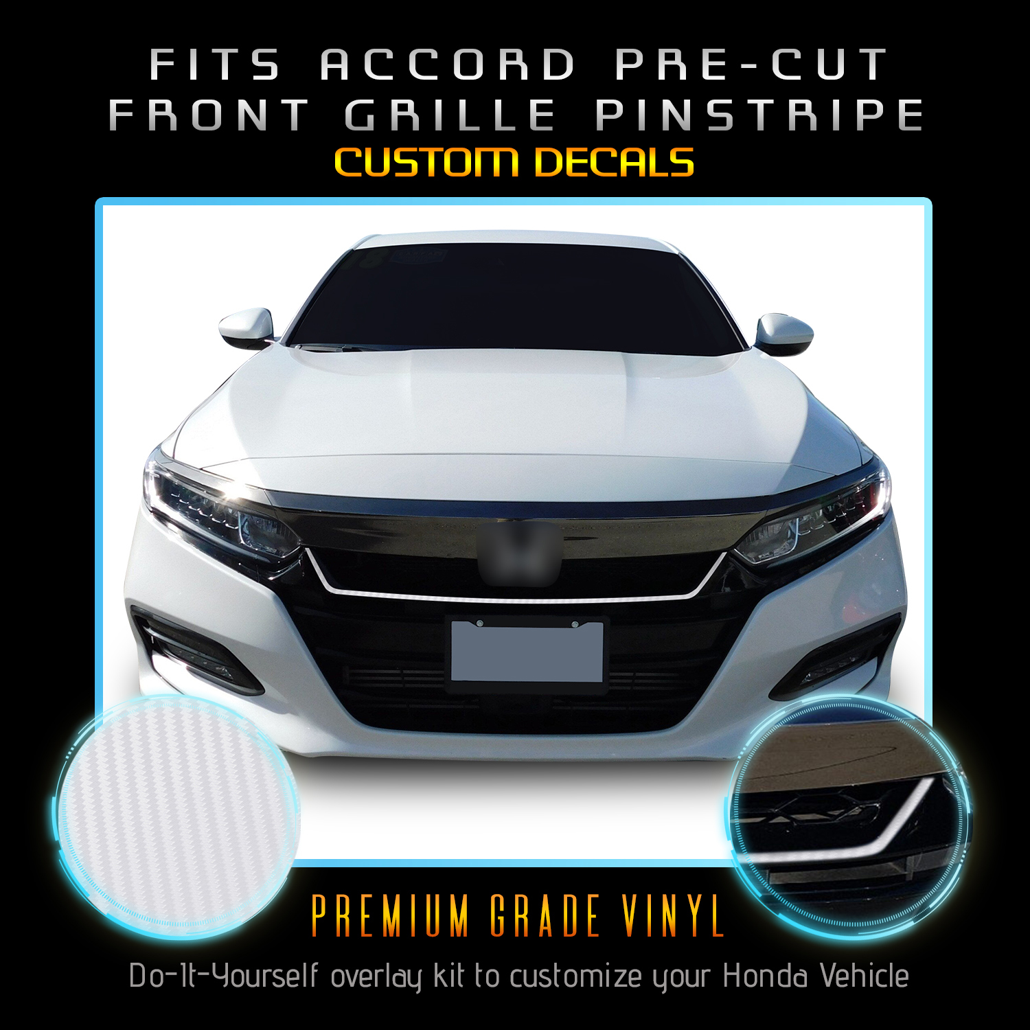 For 2018 2020 Honda Accord Precut Grille Trim Pinstripe Decal Matte